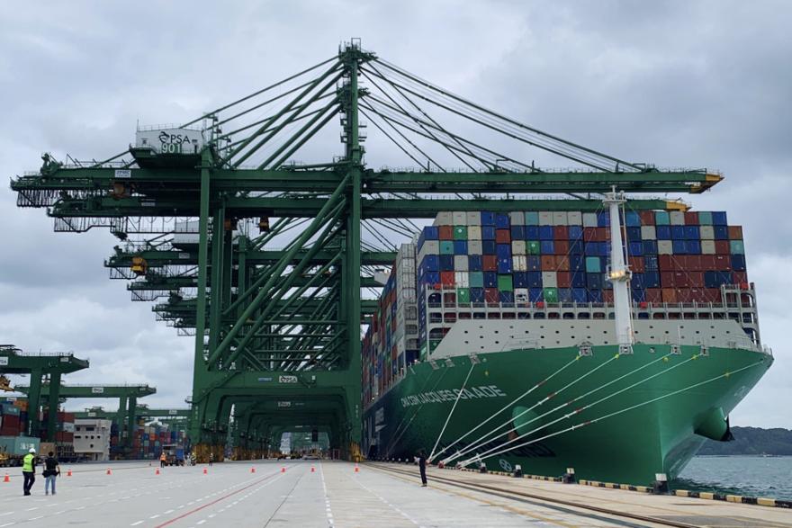 World's largest LNG-powered container ship arrives in Singapore on ...